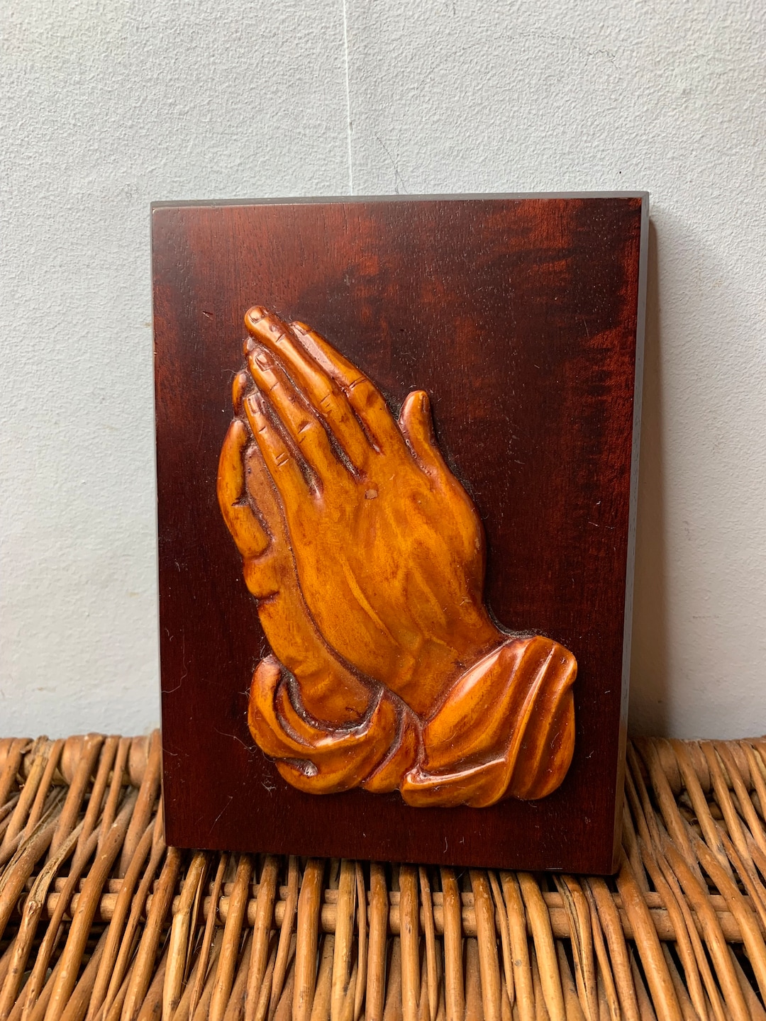 Vintage Mahogany Praying Hands Wall Plaque - Etsy