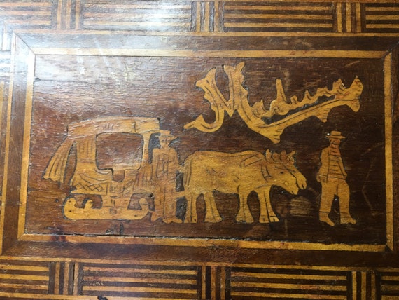 Antique Rare Genuine Madeira inlaid wooden box - Gem