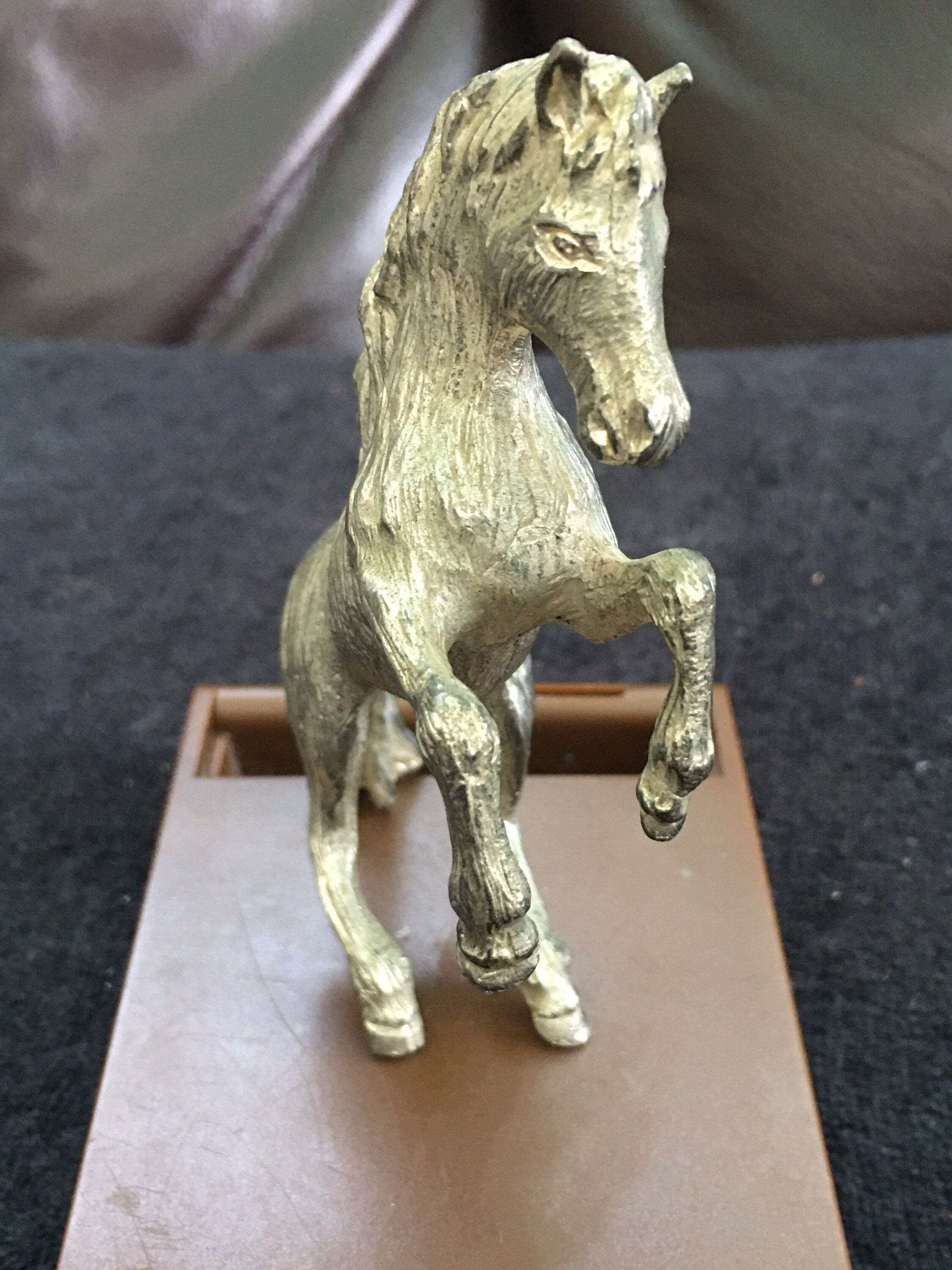Collectibles Art & Collectibles Vintage Pewter Rampant Stallion figure ...