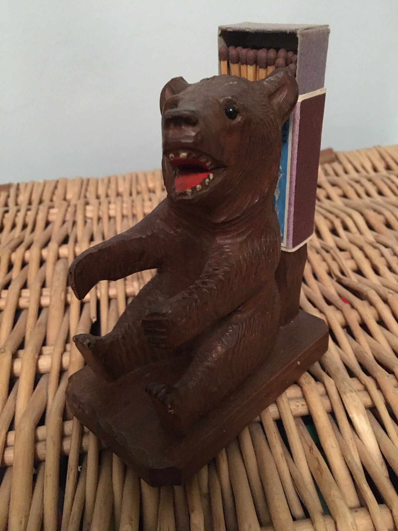 Antique Black Forest Bear Pipe and Match Box Holder - Etsy