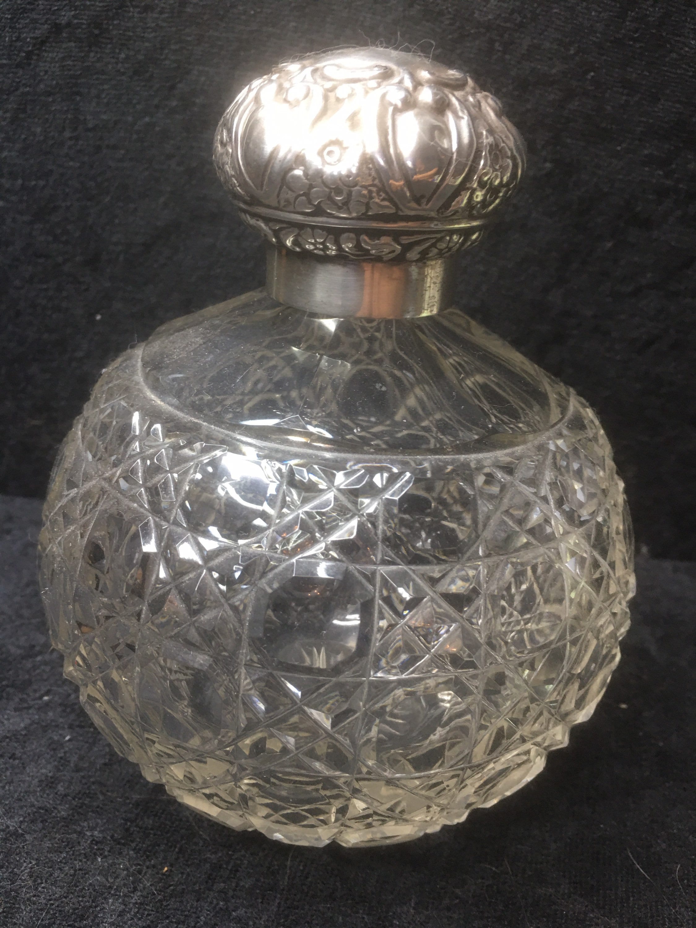Antique Rare Extra Large Chester Hobnail Cut Glass Sterling Silver Lid ...