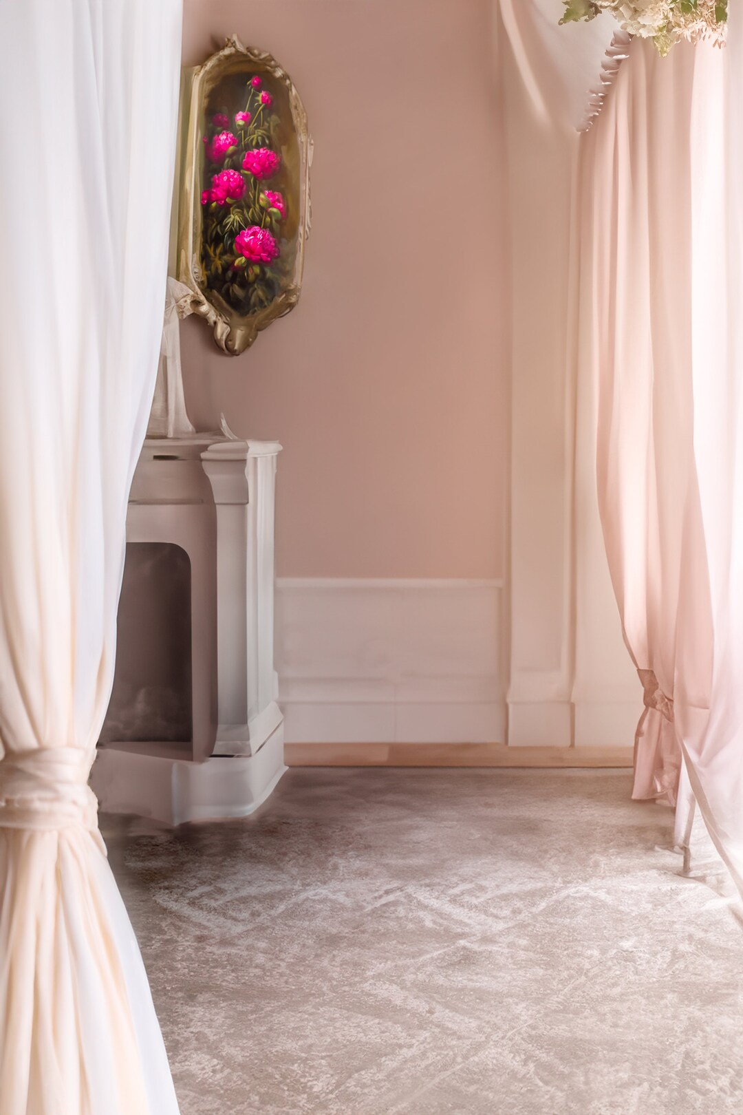 Princess Room Corner Digital Backdrop With White and Pink - Etsy