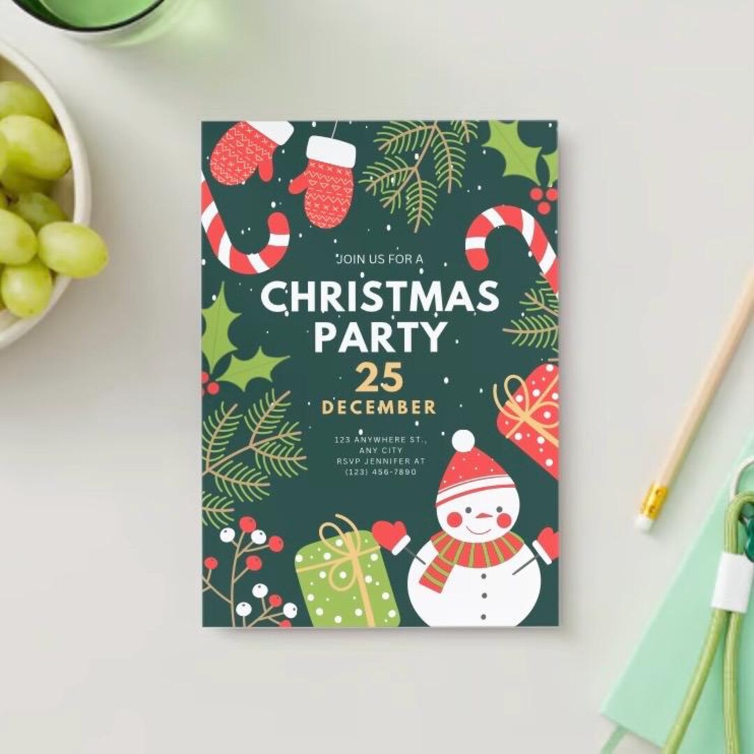 EDITABLE Christmas Party Flyer / Invitation Template With Fun Snowman ...
