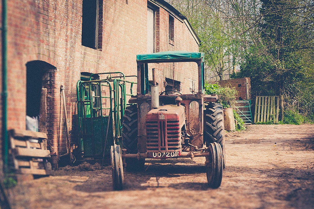 Red Tractor Art Print, Old Tractor Photography, Devon Farmyard Fine Art ...