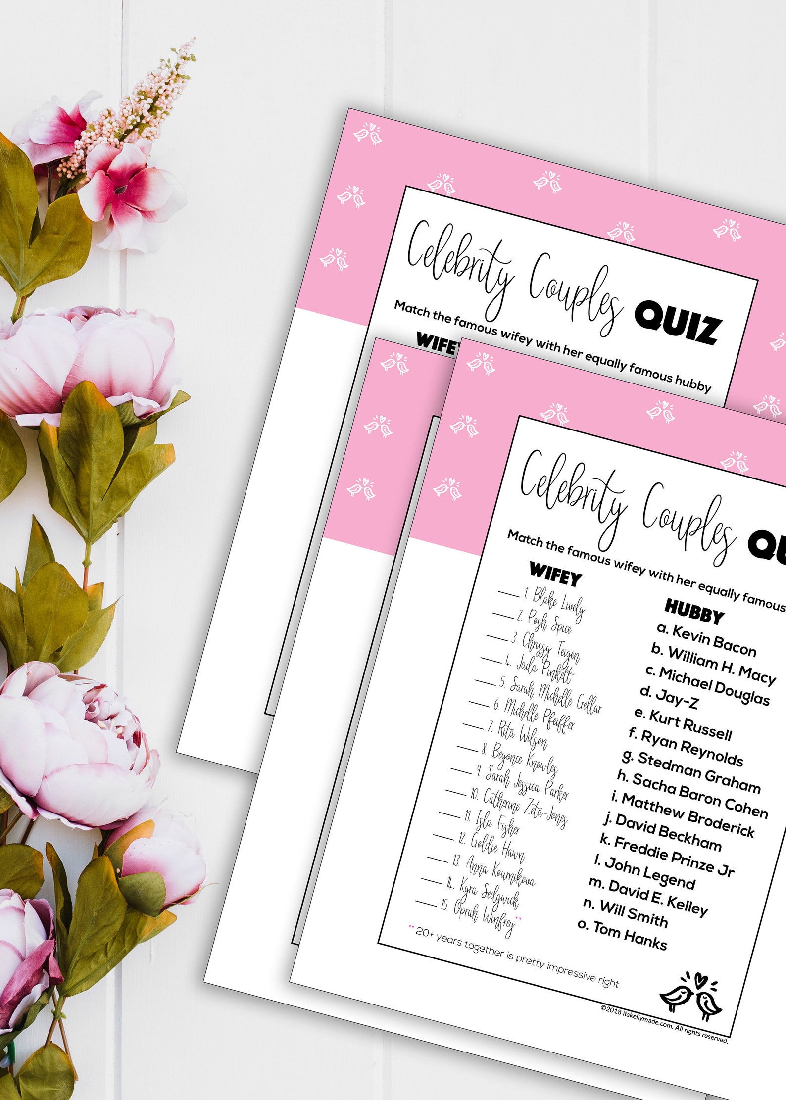 Couples Quiz Printable Couple Quiz Bridal Shower Game | Etsy