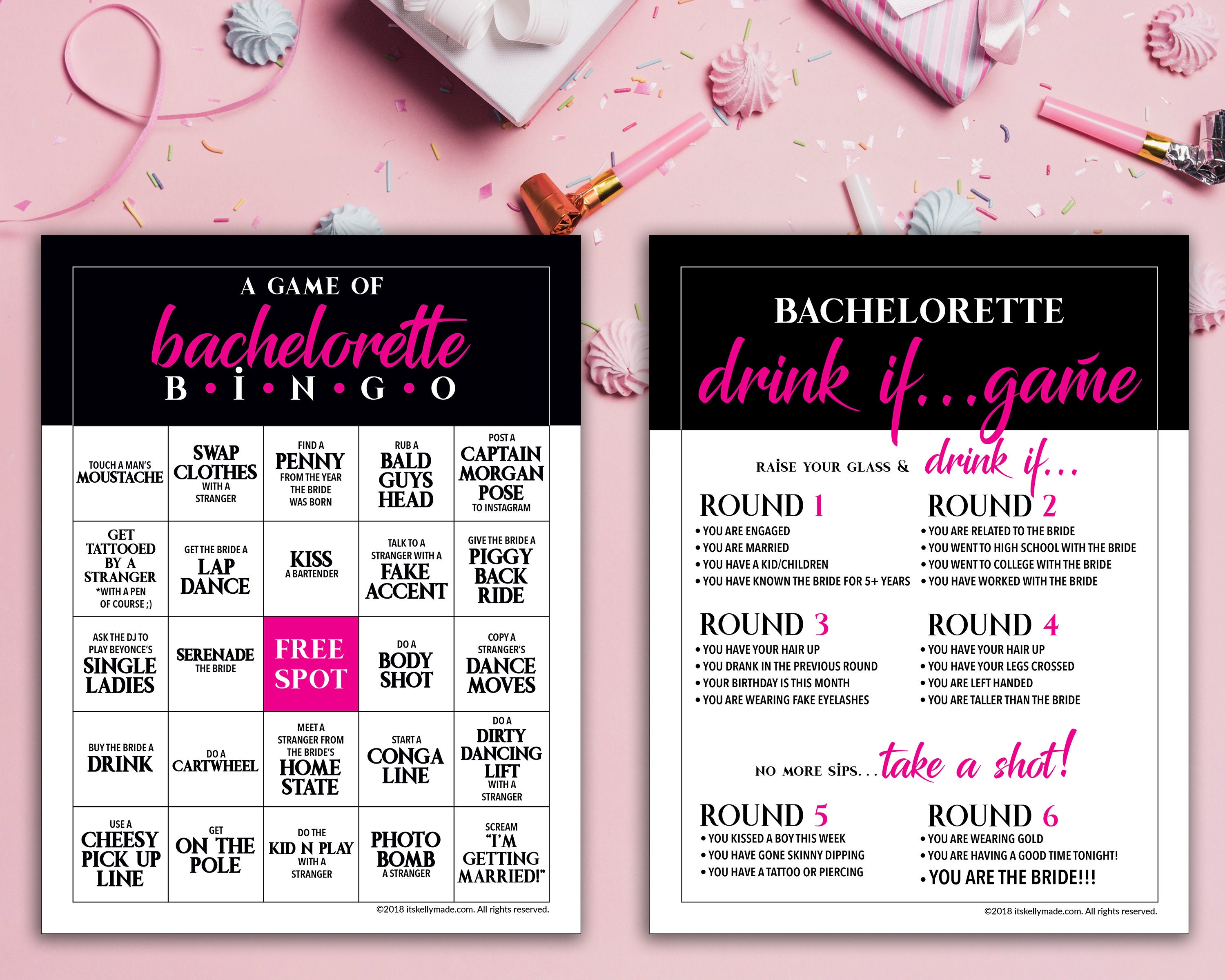 Bachelorette Party Games Bundle: Pink & Black Printables (digital ...