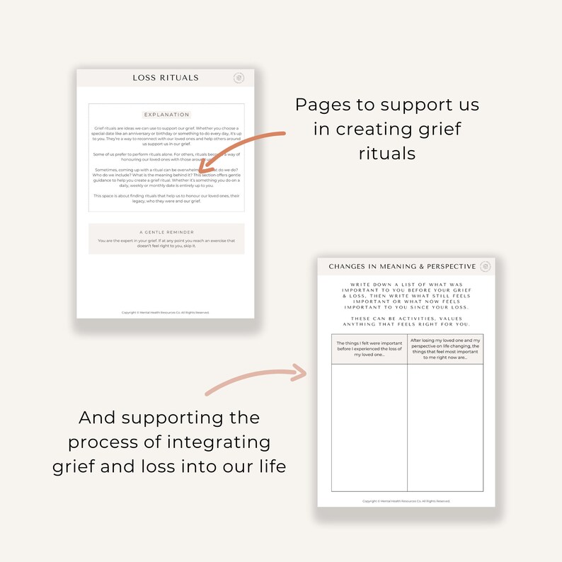 Printable Grief Worksheets INSTANT DOWNLOAD Grief Workbook Grief & Loss ...