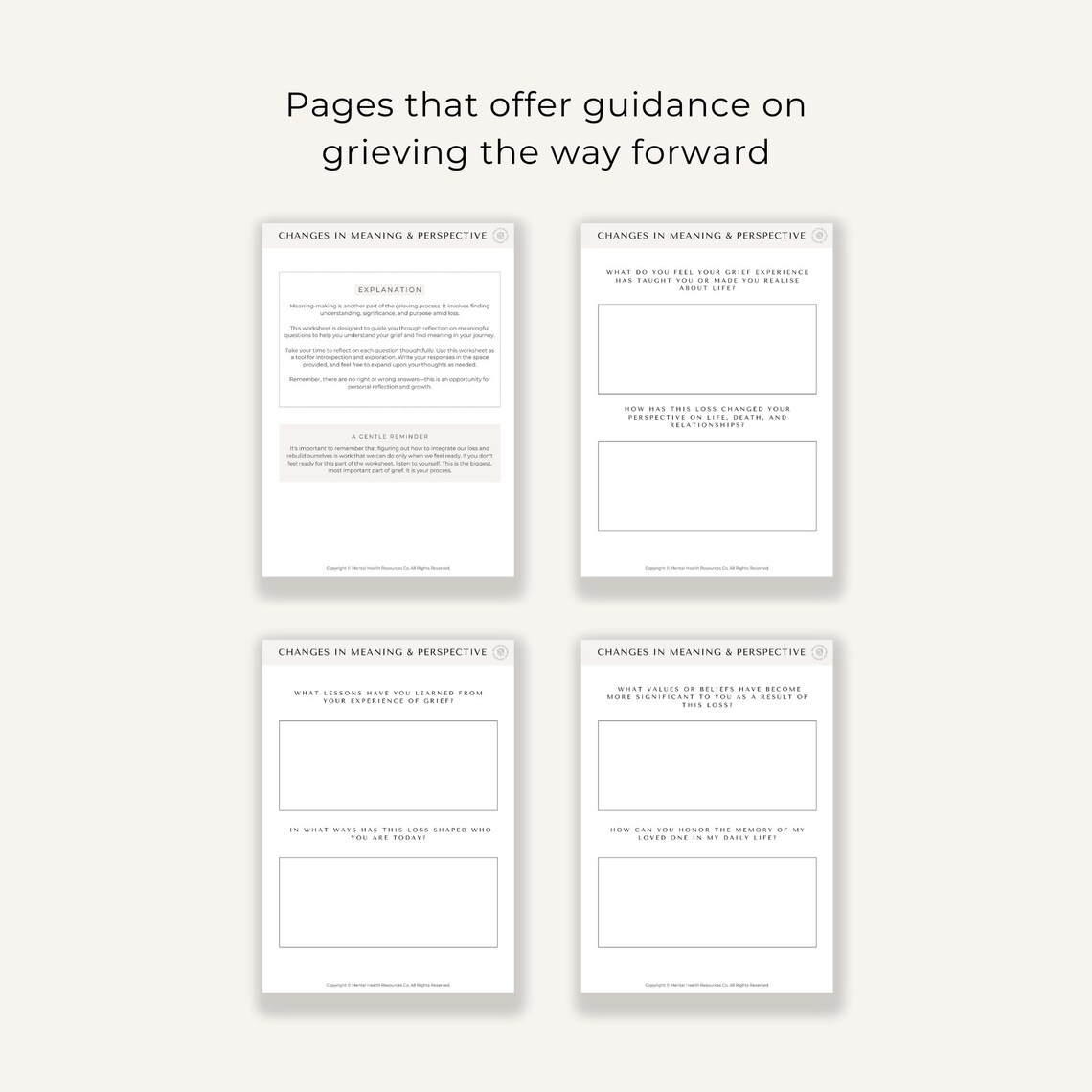 Printable Grief Worksheets INSTANT DOWNLOAD Grief Workbook Grief & Loss ...