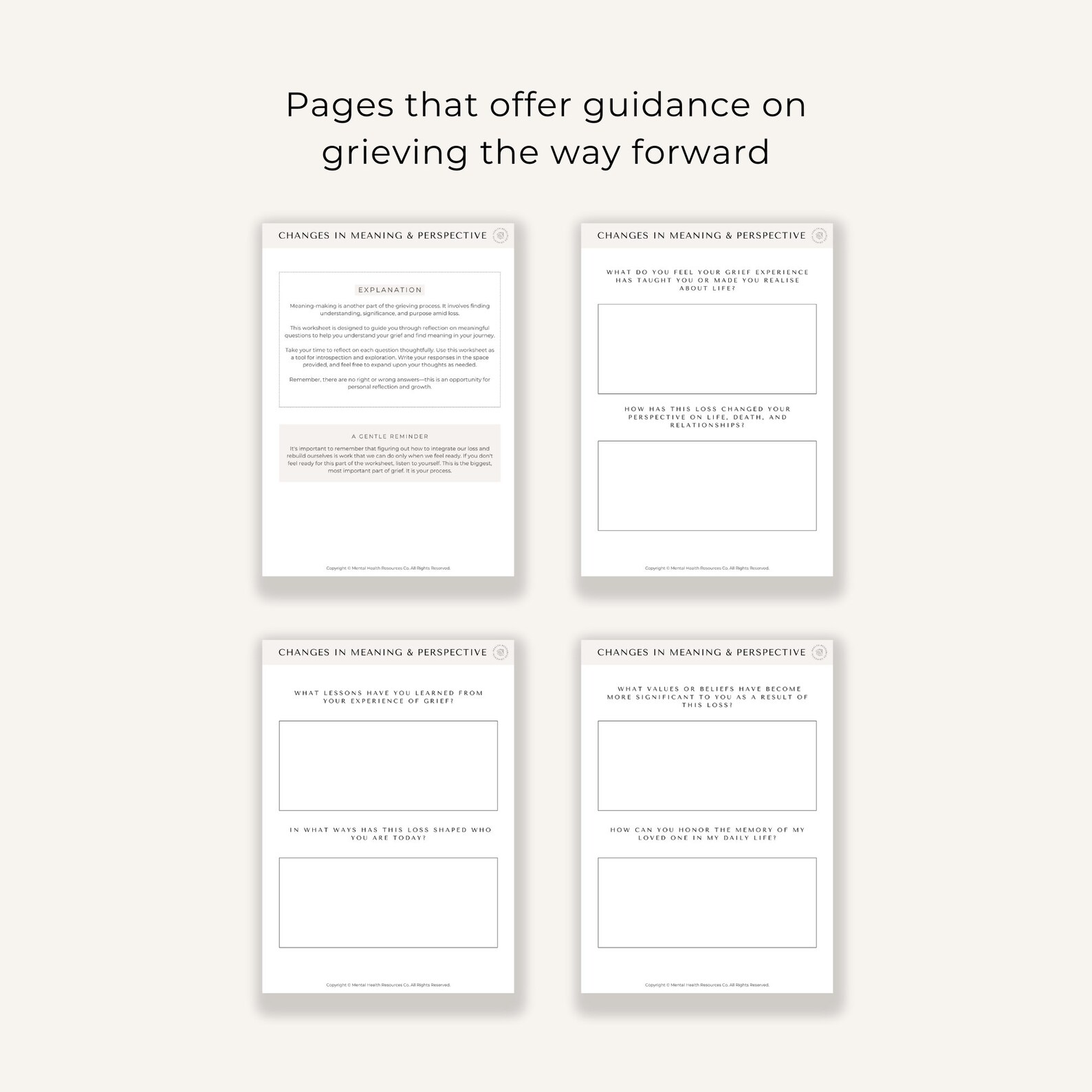 Printable Grief Worksheets INSTANT DOWNLOAD Grief Workbook Grief & Loss ...