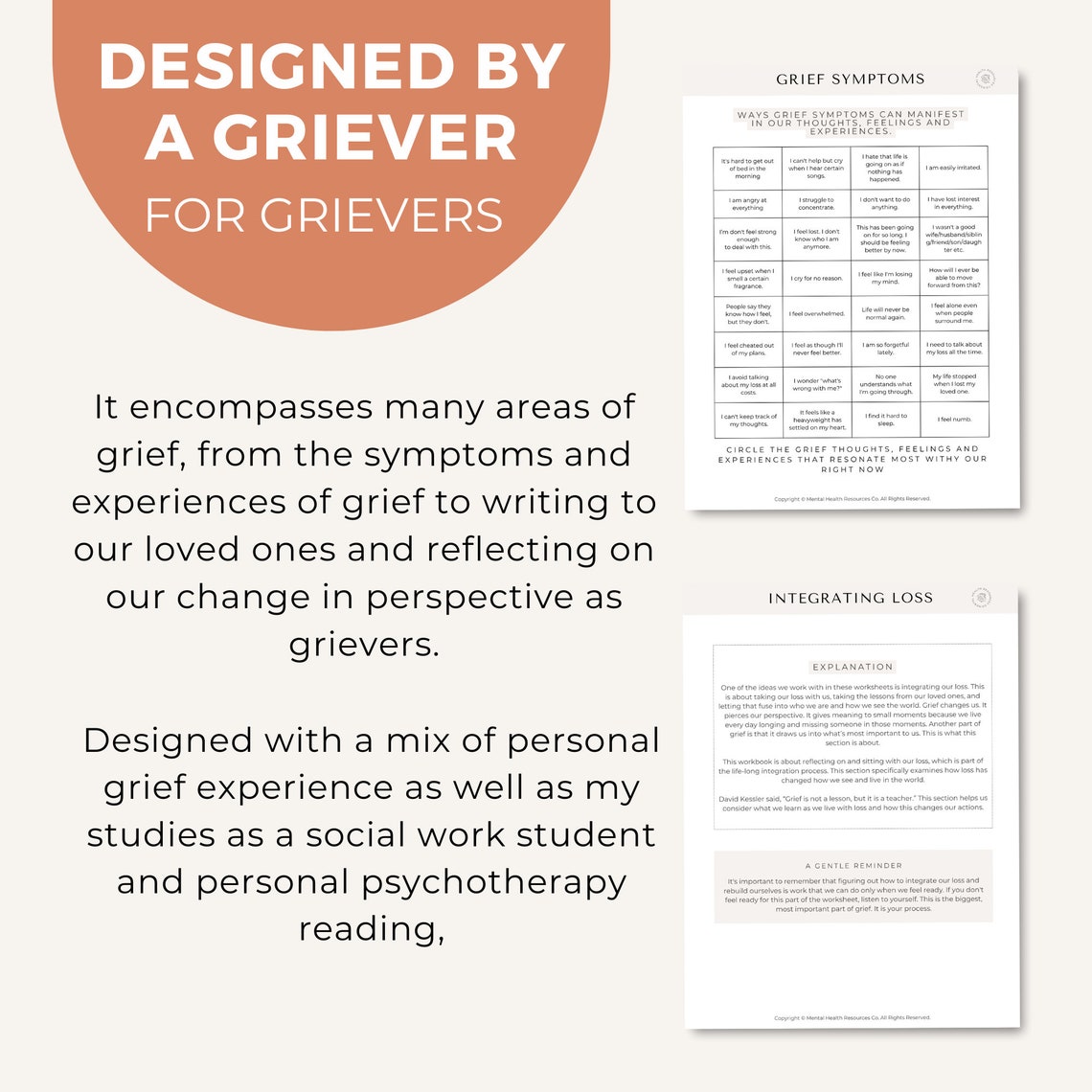 Printable Grief Worksheets INSTANT DOWNLOAD Grief Workbook Grief & Loss ...