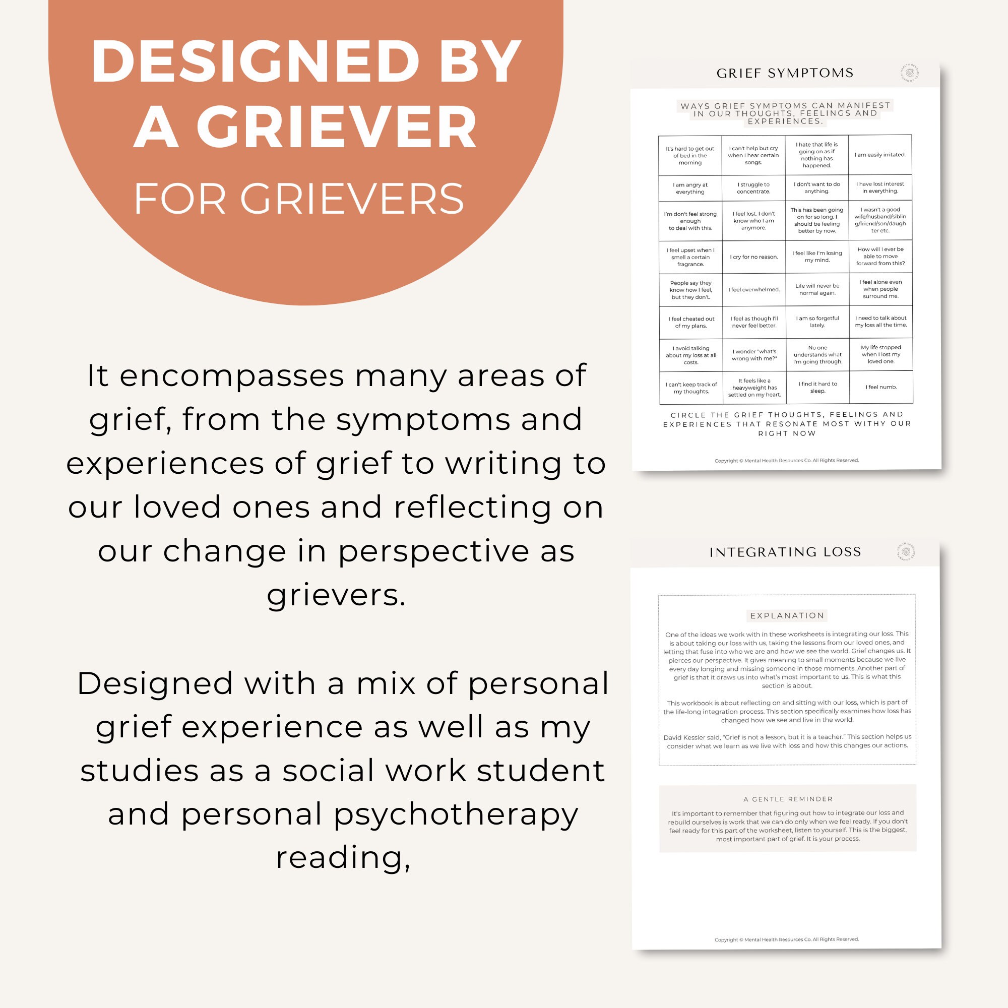Printable Grief Worksheets INSTANT DOWNLOAD Grief Workbook Grief & Loss ...