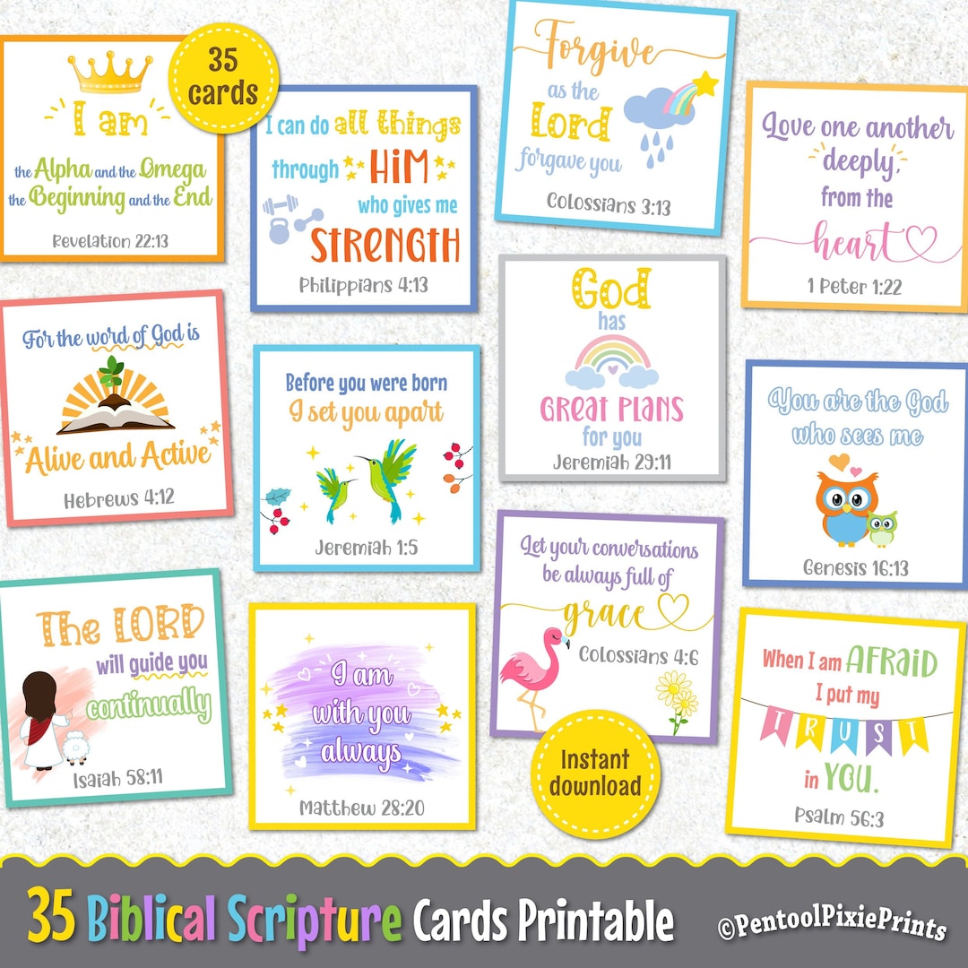 Kids Scripture Cards, Scripture Cards, Scripture Printable, Bible Verse ...
