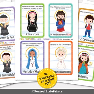 Printable Saints Flash Cards, Catholic Saints Flashcards, Saints ...