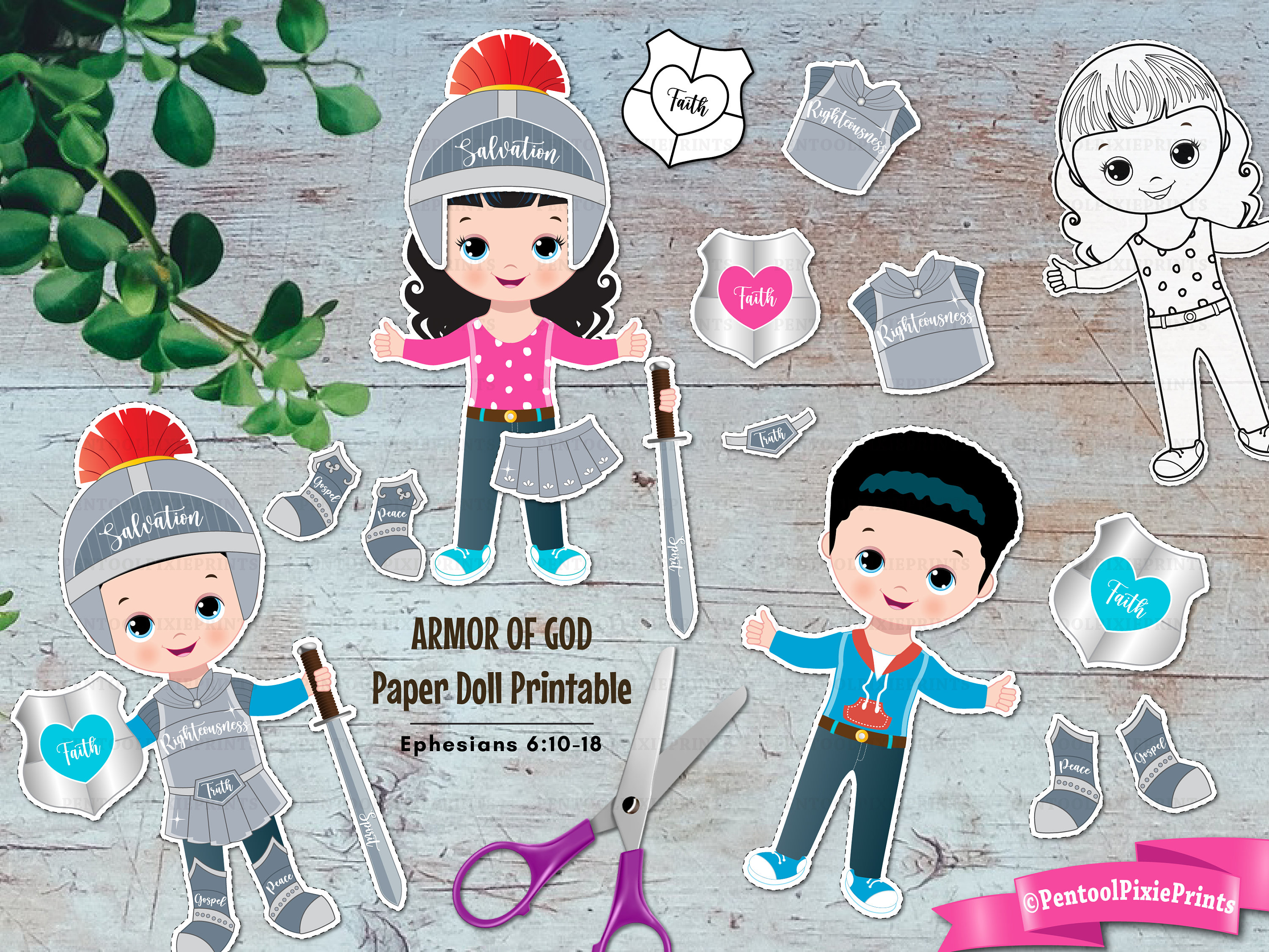 Armor of God Paper Doll Printable, Bible Verse Prints, Homeschool ...