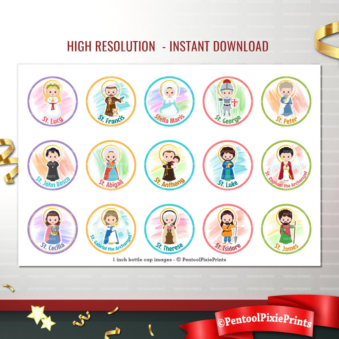 Saints Bottle Cap Images, Catholic Saints, Saint Stickers, Saints Print ...