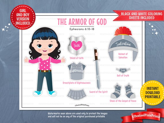 Armor of God Paper Doll Printable Bible Verse Prints - Etsy India