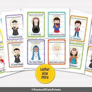 Printable Saints Flash Cards, Catholic Saints Flashcards, Saints ...