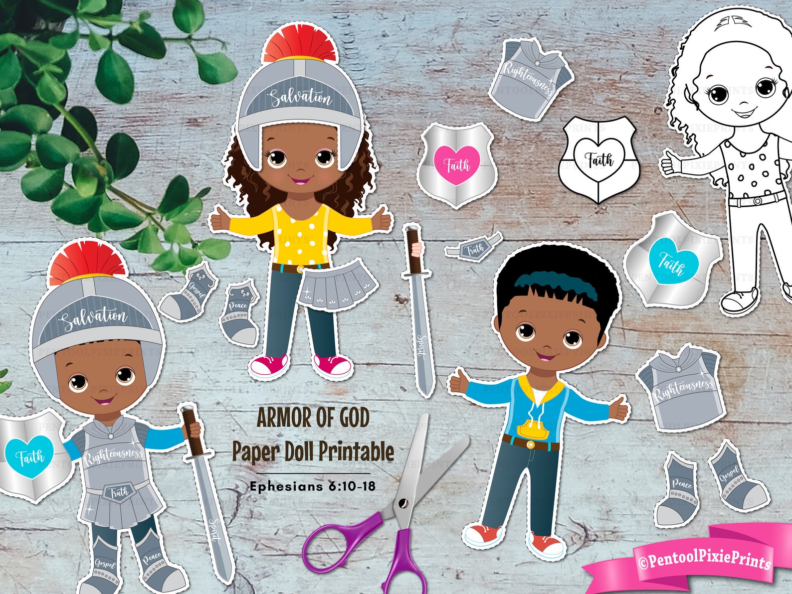 Armor of God Paper Doll Printable African American Bible - Etsy Australia