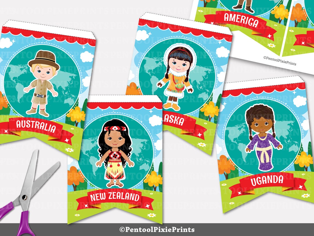 Printable Banner, World Children, Pennant Banner, Pennant Bunting ...