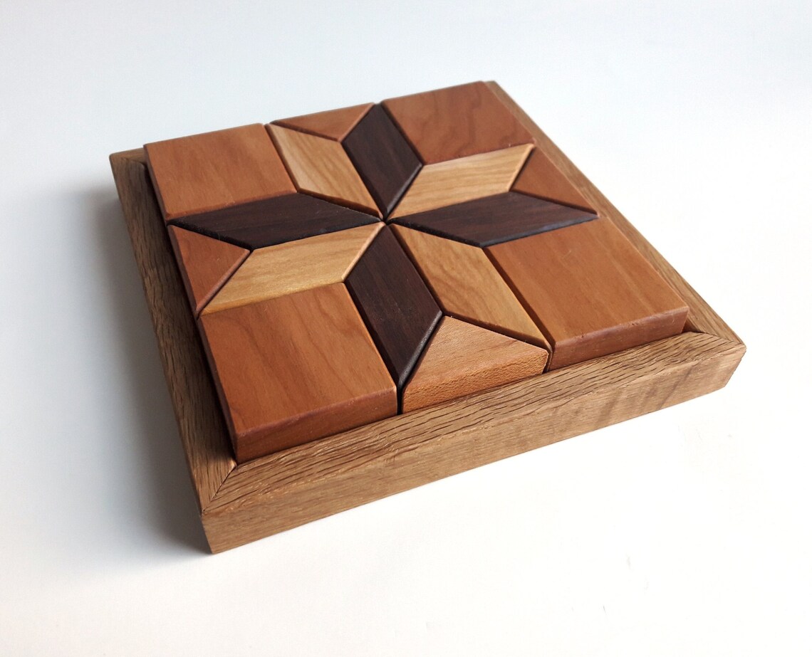 Wood Star Jigsaw Puzzle Cherry Walnut and Birch Geometric - Etsy
