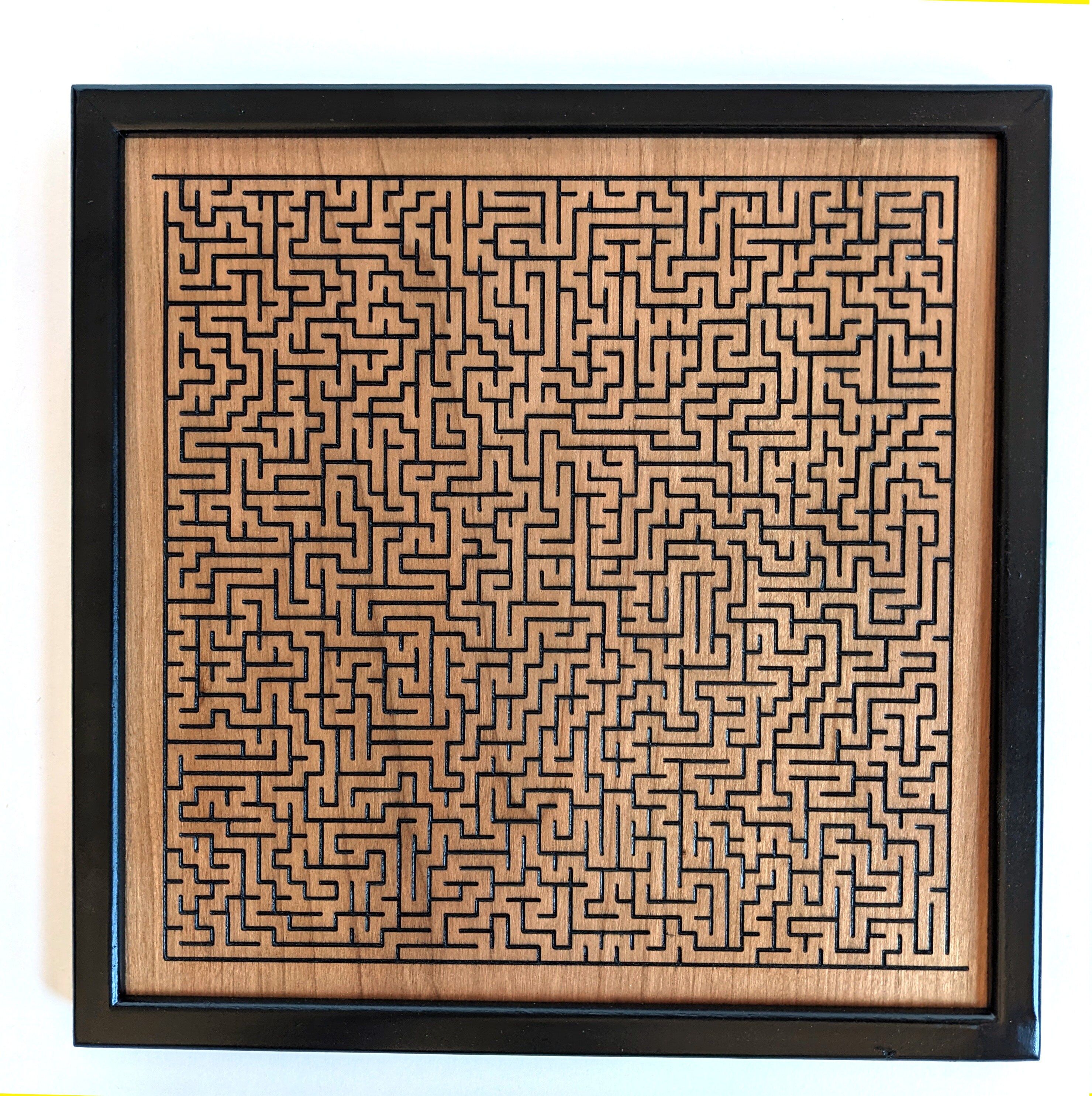 Framed Maze Pattern Wall Art Cherry Wood Etched Labyrinth - Etsy