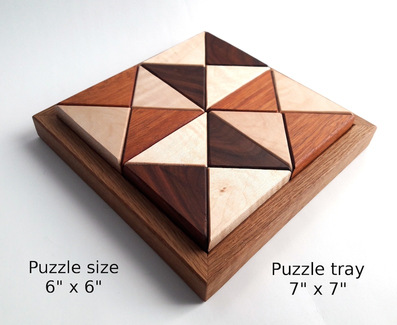 Triangles Jigsaw Puzzle, Wood Geometric Brain Teaser, Teaching Toy ...