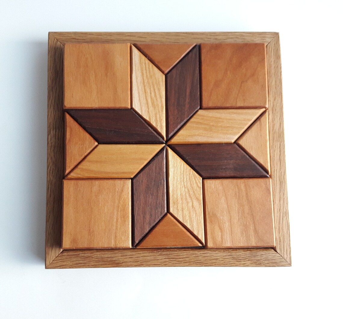 Wood Star Jigsaw Puzzle Cherry Walnut and Birch Geometric - Etsy