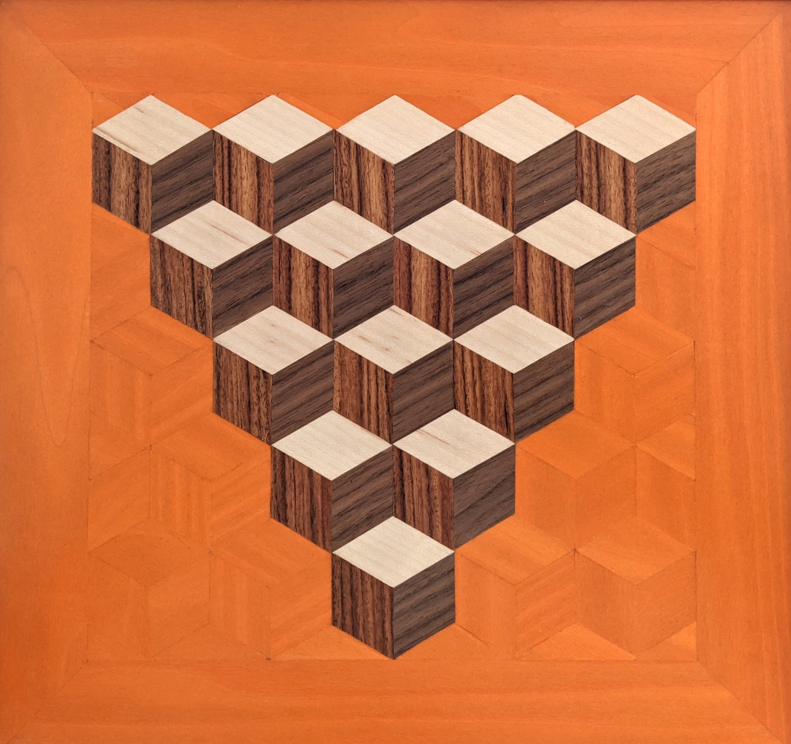 Necker Cube Wall Art Optical Illusion Wood Veneer Pattern | Etsy