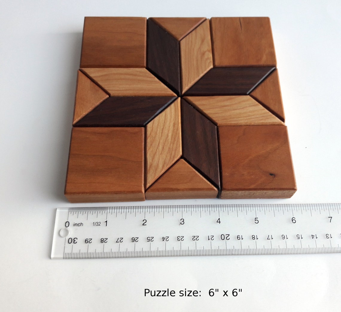Wood Star Jigsaw Puzzle Cherry Walnut and Birch Geometric - Etsy