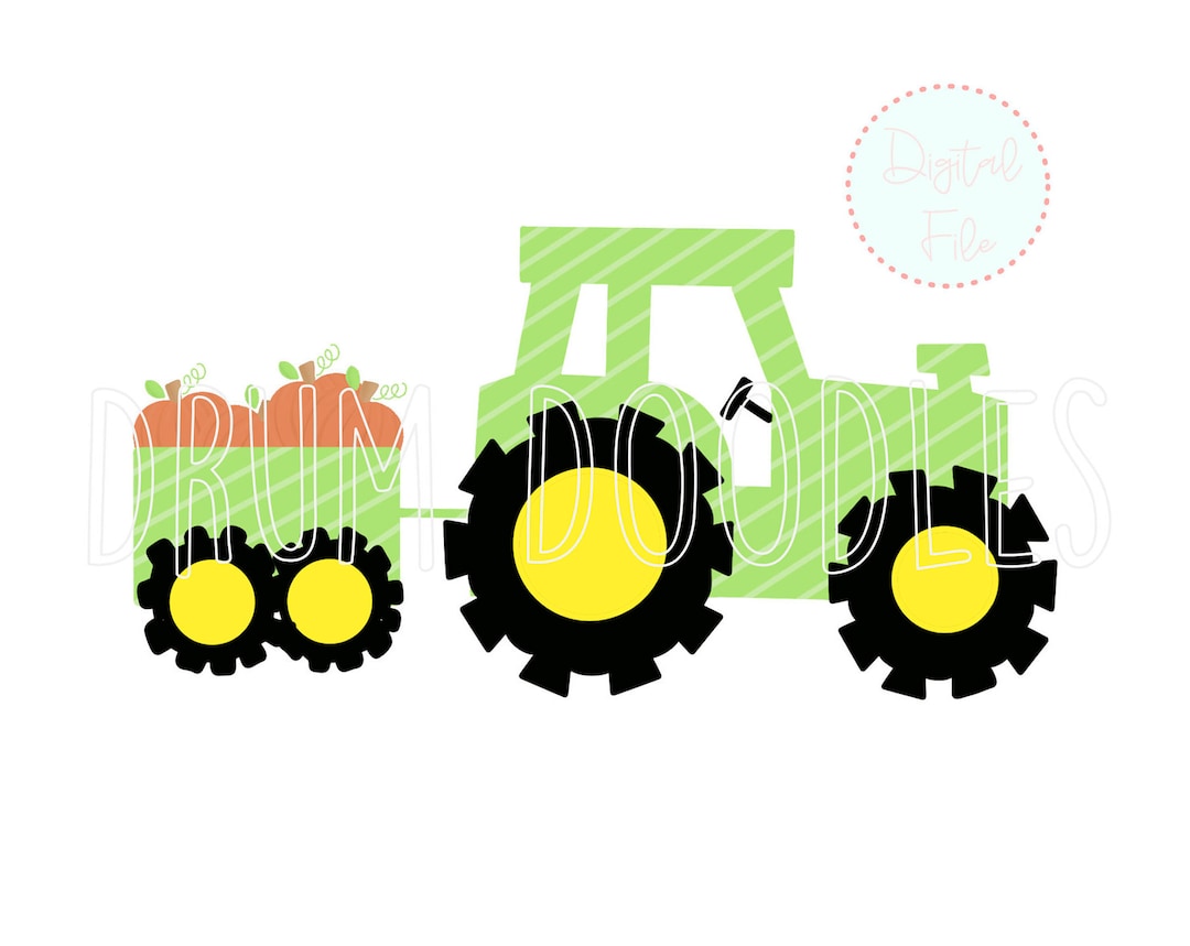 Pumpkin Tractor Watercolor PNG – Fall Clipart, Heat Transfer (digital ...