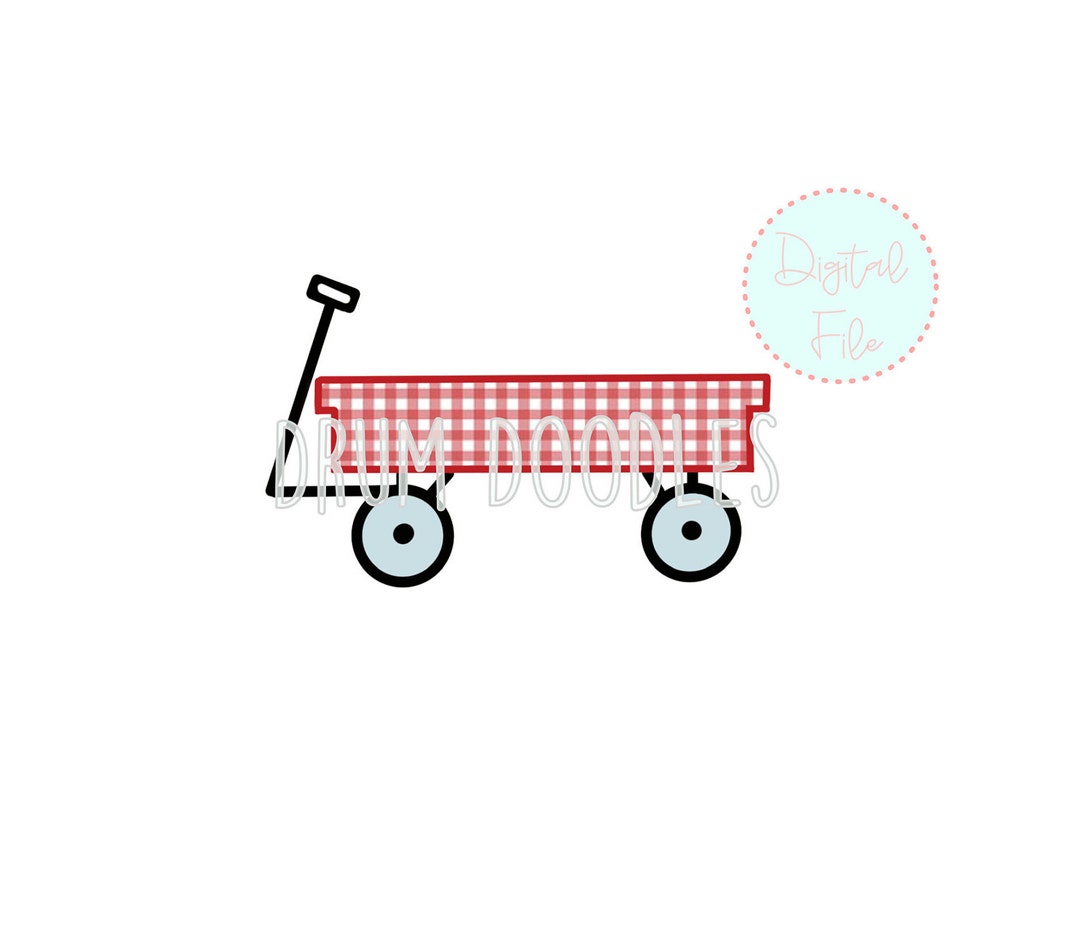 Watercolor Red Wagon PNG - Faux Applique - Heat Transfer Design ...