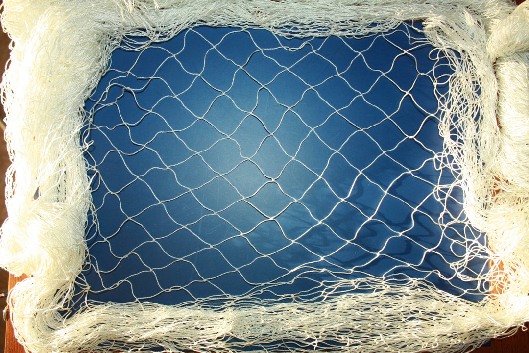 White BIG Piece Fish Net 4.60 X 5.5 Yards = 4.20 X 5 Meters Beach Decor ...