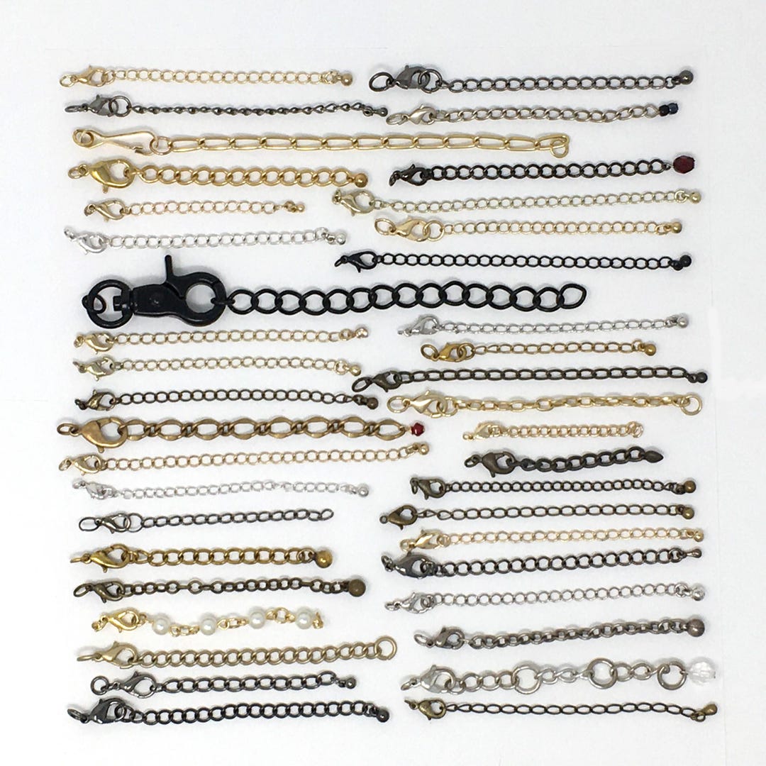 40 Assorted Lobster Claw Lot With Matching Extenders and Jump Rings ...