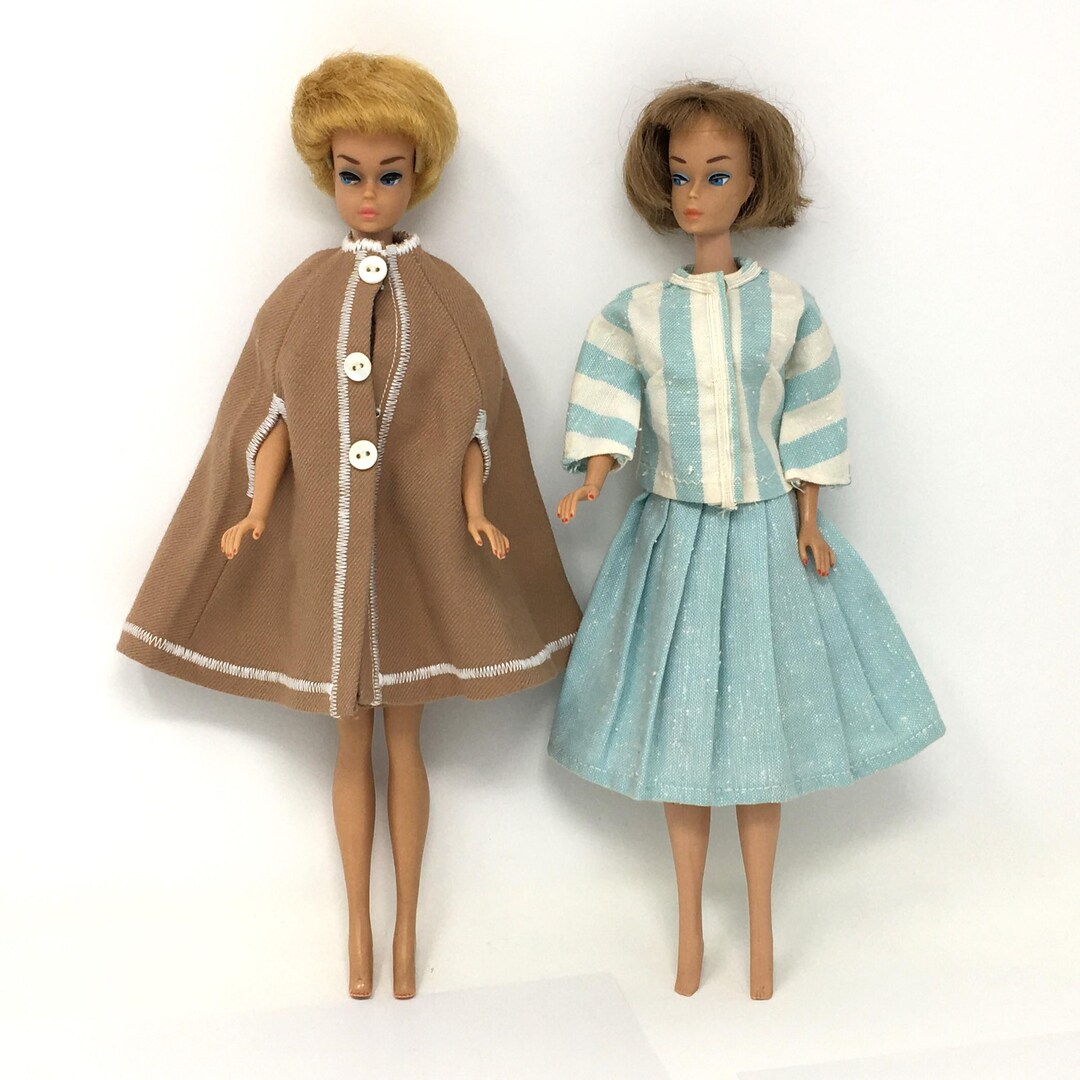 Two Sets of Barbie Doll Clothing From Mid 1960s, Homemade Tan Dress ...