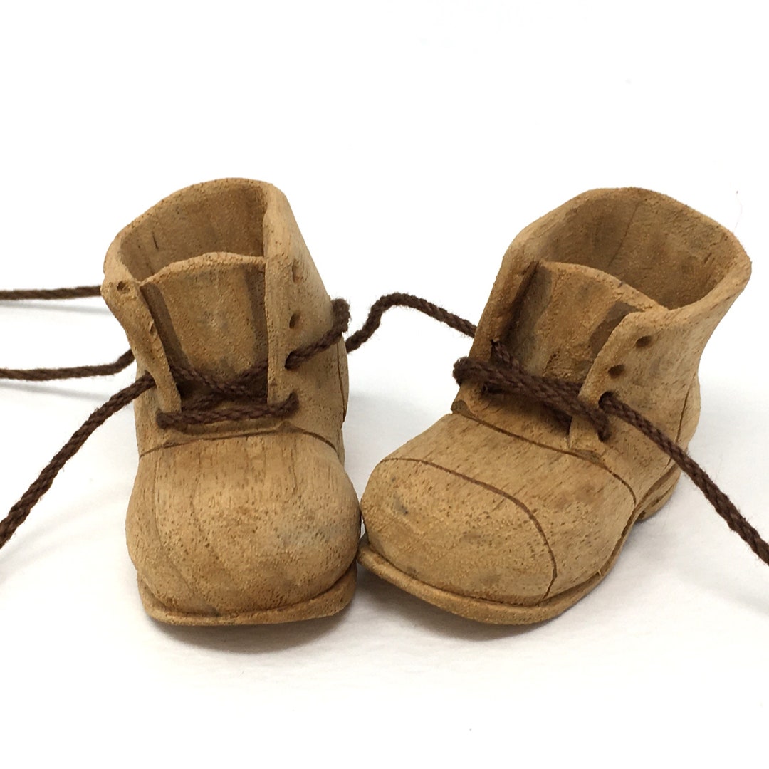 Vintage Hand Carved Wooden Ornament Pair of Work Boots - Etsy