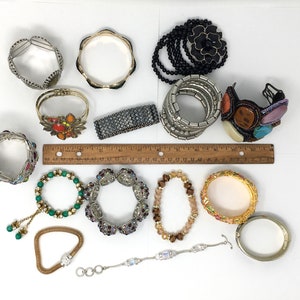 Vintage to Mod Bracelet Lot, 15 Retro and Boho Bracelets, Wearable Mix ...