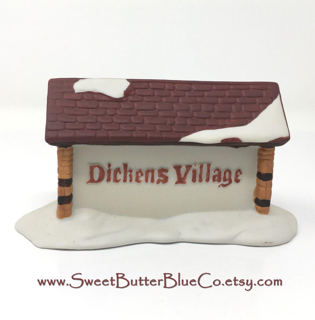 Vintage Dept 56 Dickens Village Sign, Porcelain Town Name Sign, Retired ...