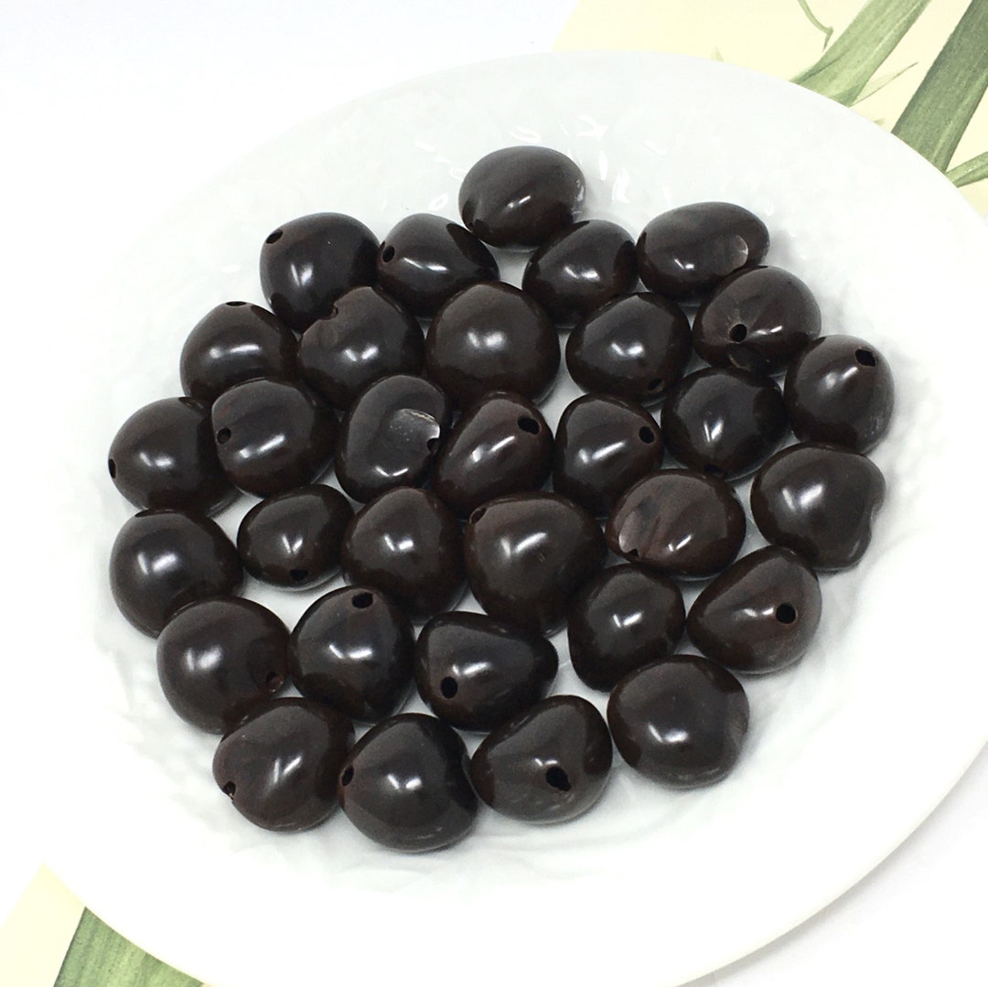 Kukui Nut Beads, 30 Natural Beads Dark Brown 20mm 24mm Drilled Beads ...