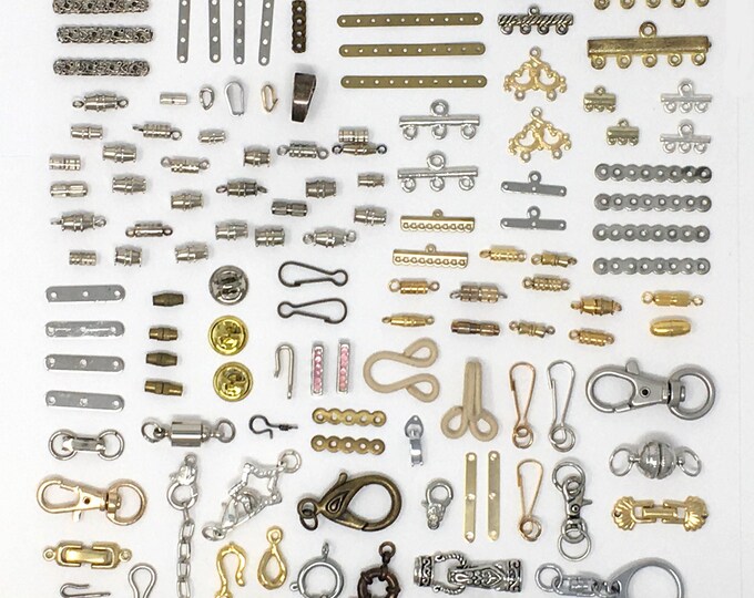 Mixed Lot of Jewelry Making Findings, Barrel Fold Over Lobster Clasps ...