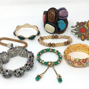 Vintage to Mod Bracelet Lot, 15 Retro and Boho Bracelets, Wearable Mix ...