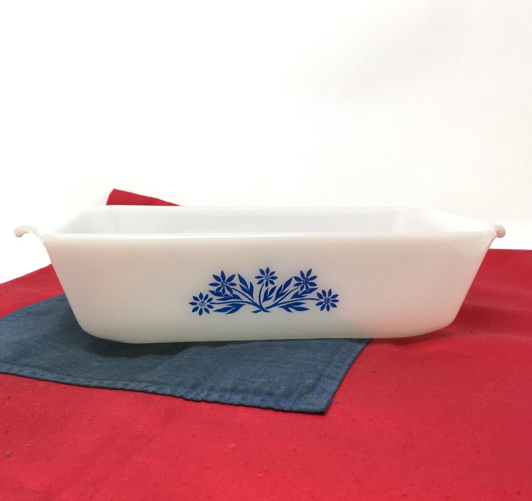 Vintage Fire King Milk Glass Blue Cornflower Bread Dish, Anchor Hocking ...