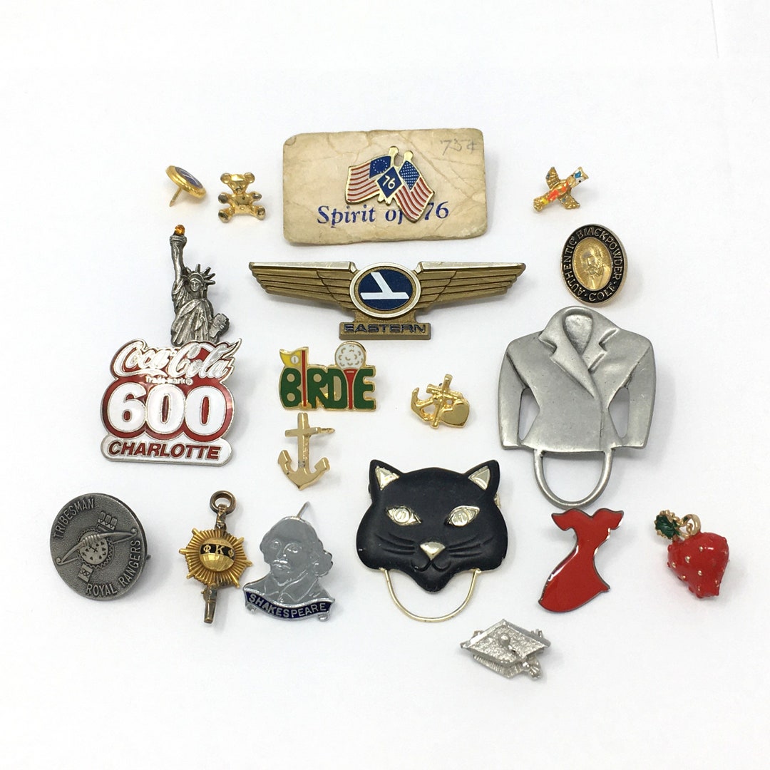 Vintage to Now Pin Brooch Lot, His and Her Assortment of 18 Tac Pins ...