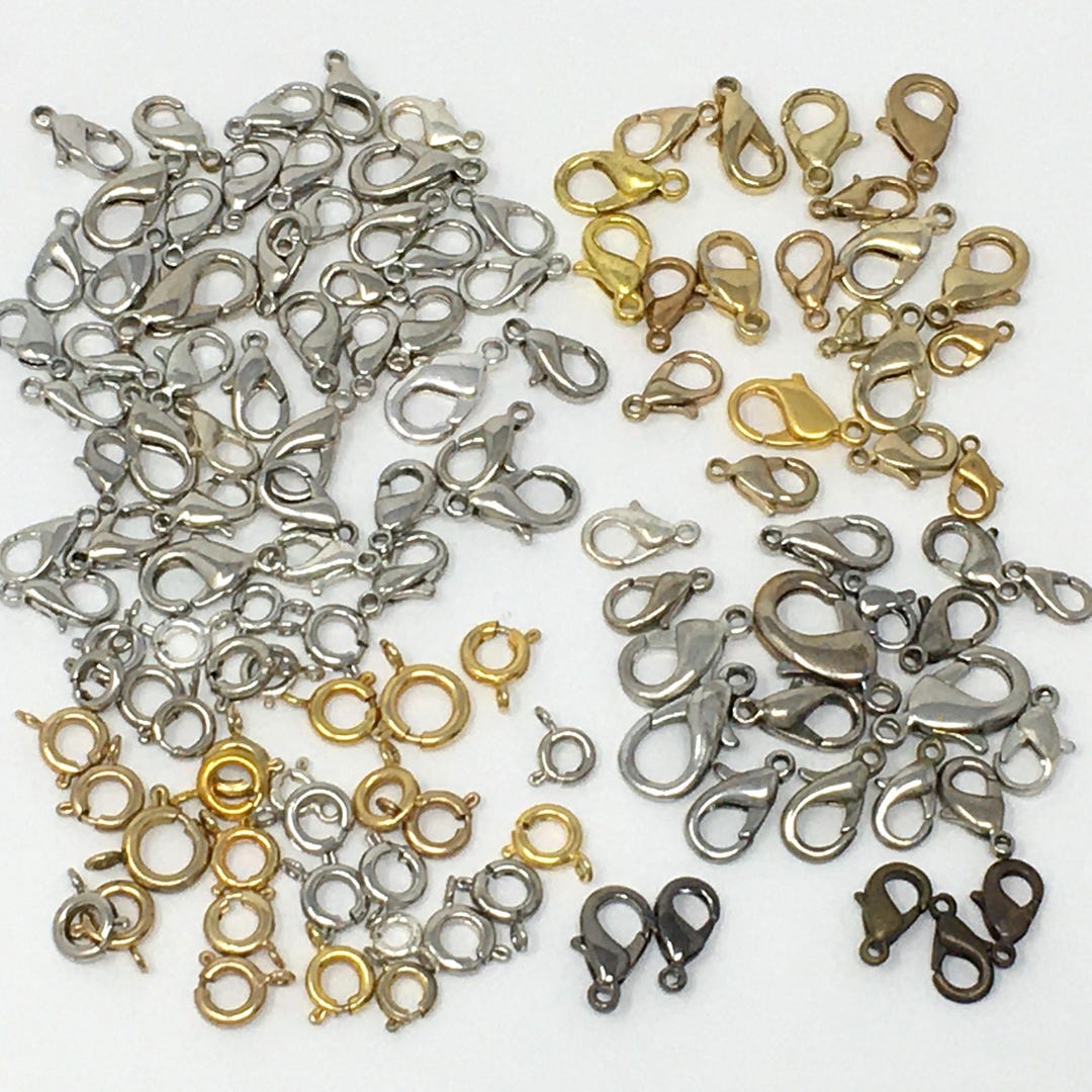 Bulk 120 Lobster and Spring Ring Clasp Lot, 120 Mixed Claw Jewelry ...