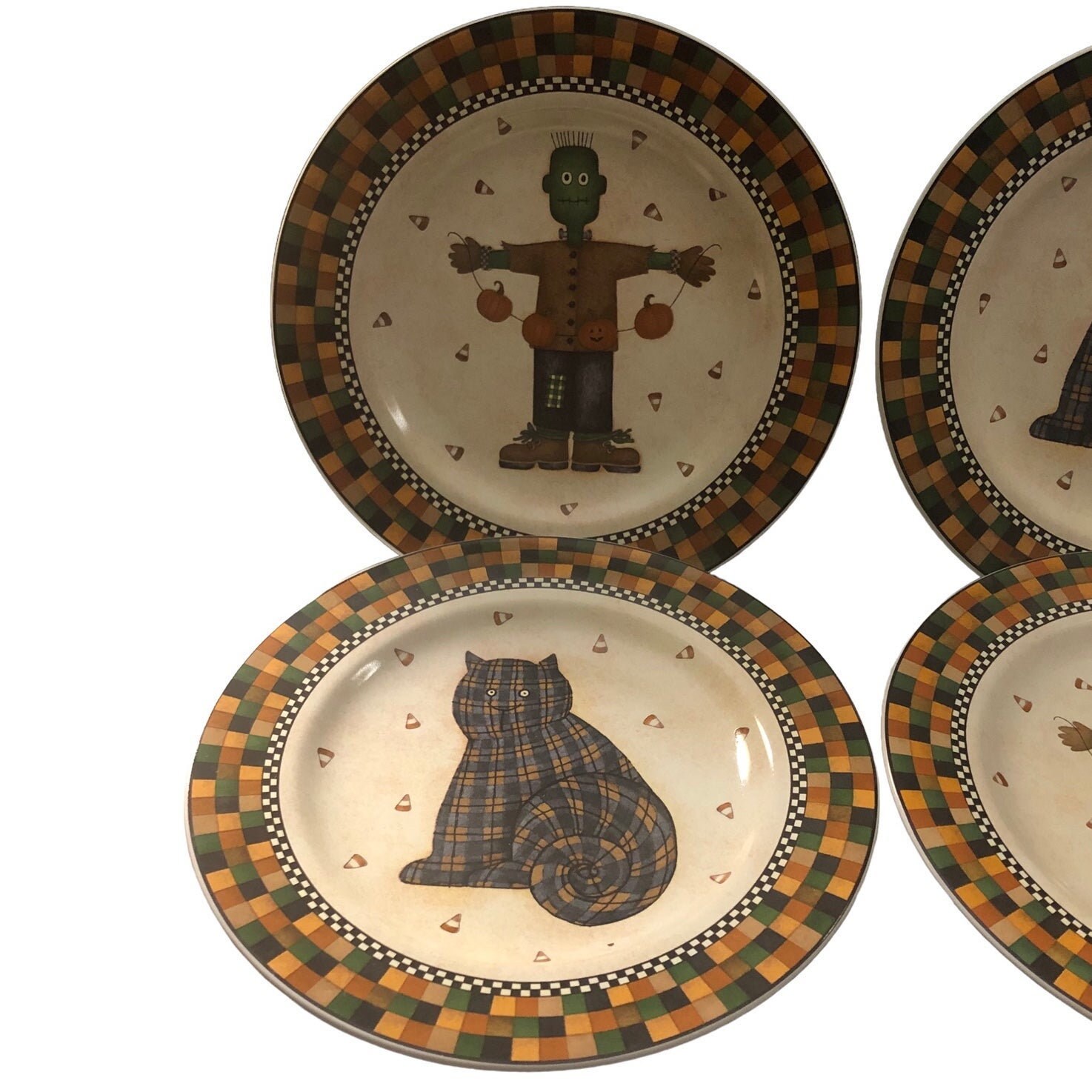 Vintage SAKURA Debbie Mumm 4 Halloween Cat & Monster Dessert/salad ...