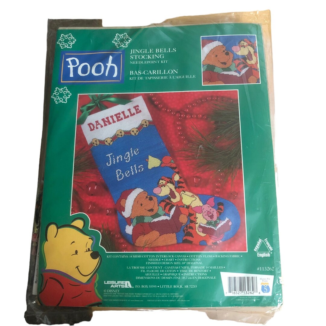 Vintage Leisure Arts DISNEY #113262 "jingle Bells Stocking" Needlepoint ...