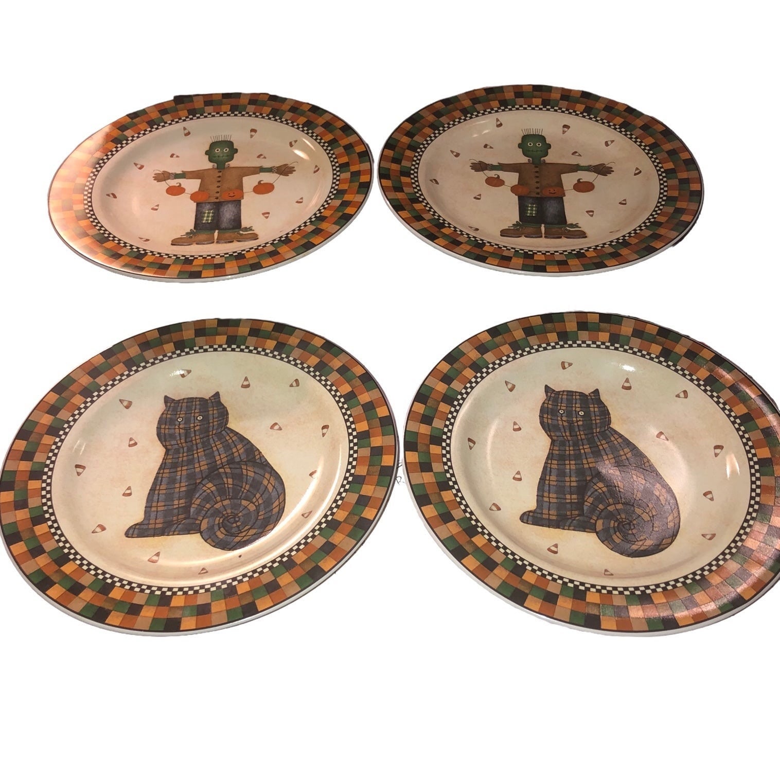 Vintage SAKURA Debbie Mumm 4 Halloween Cat & Monster Dessert/salad ...