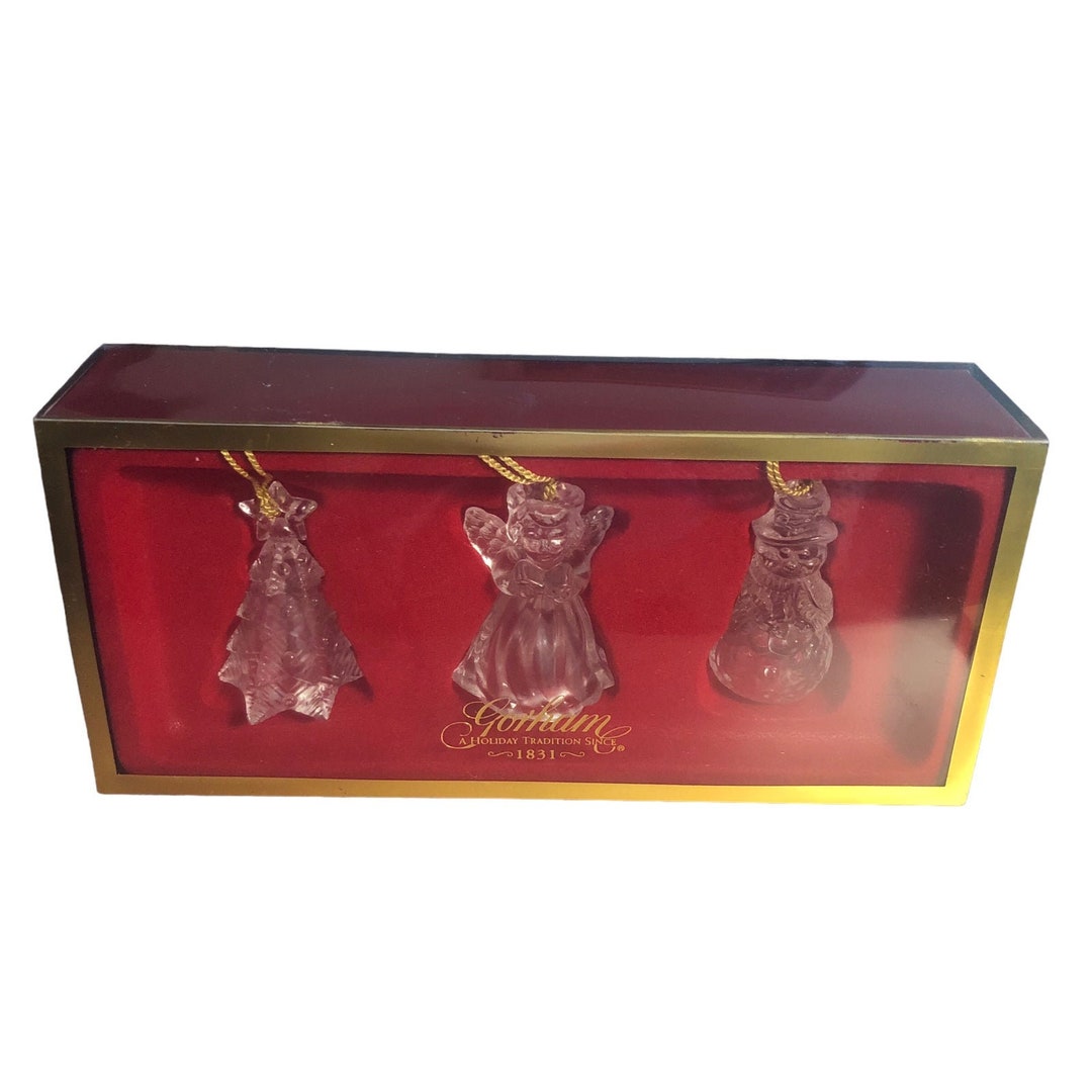 GORHAM Set of 3 Snowman Tree & Angel Lady Anne Crystal Christmas Xmas ...