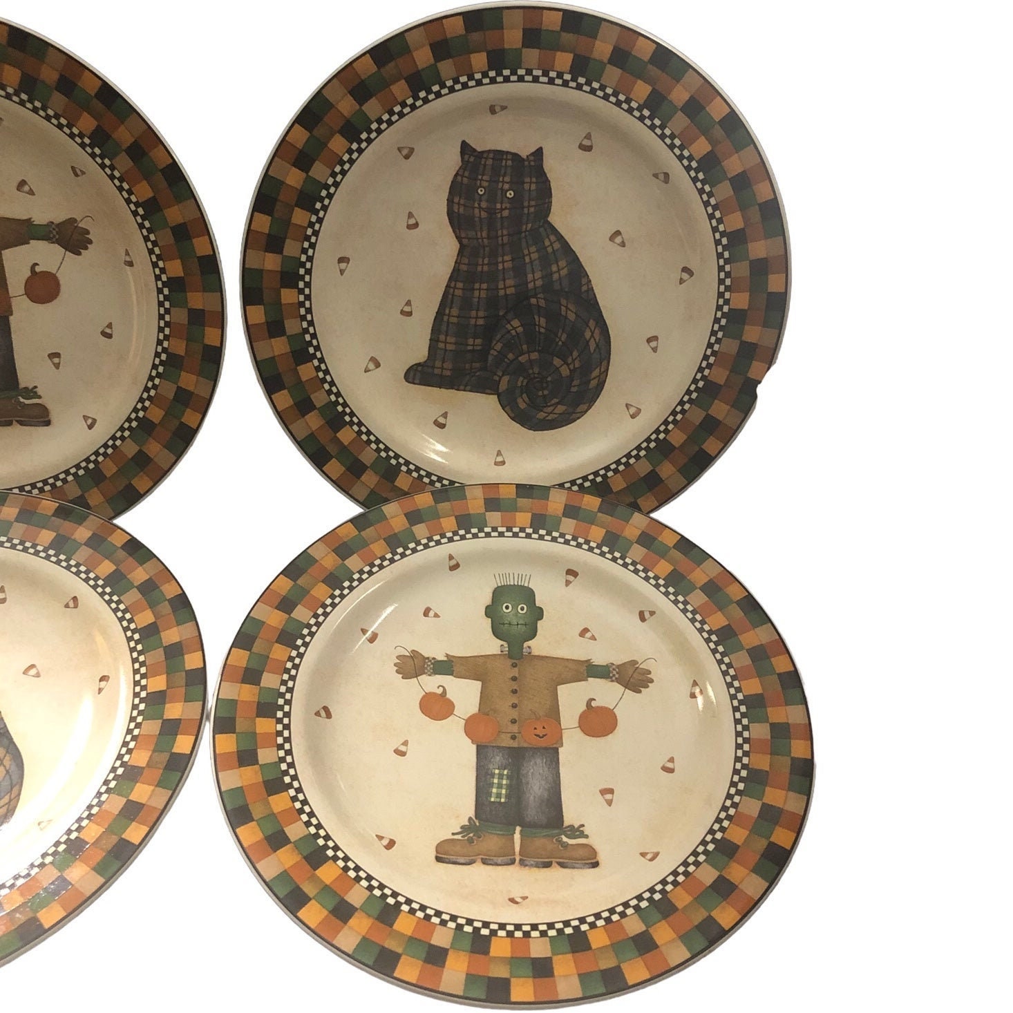 Vintage SAKURA Debbie Mumm 4 Halloween Cat & Monster Dessert/salad ...