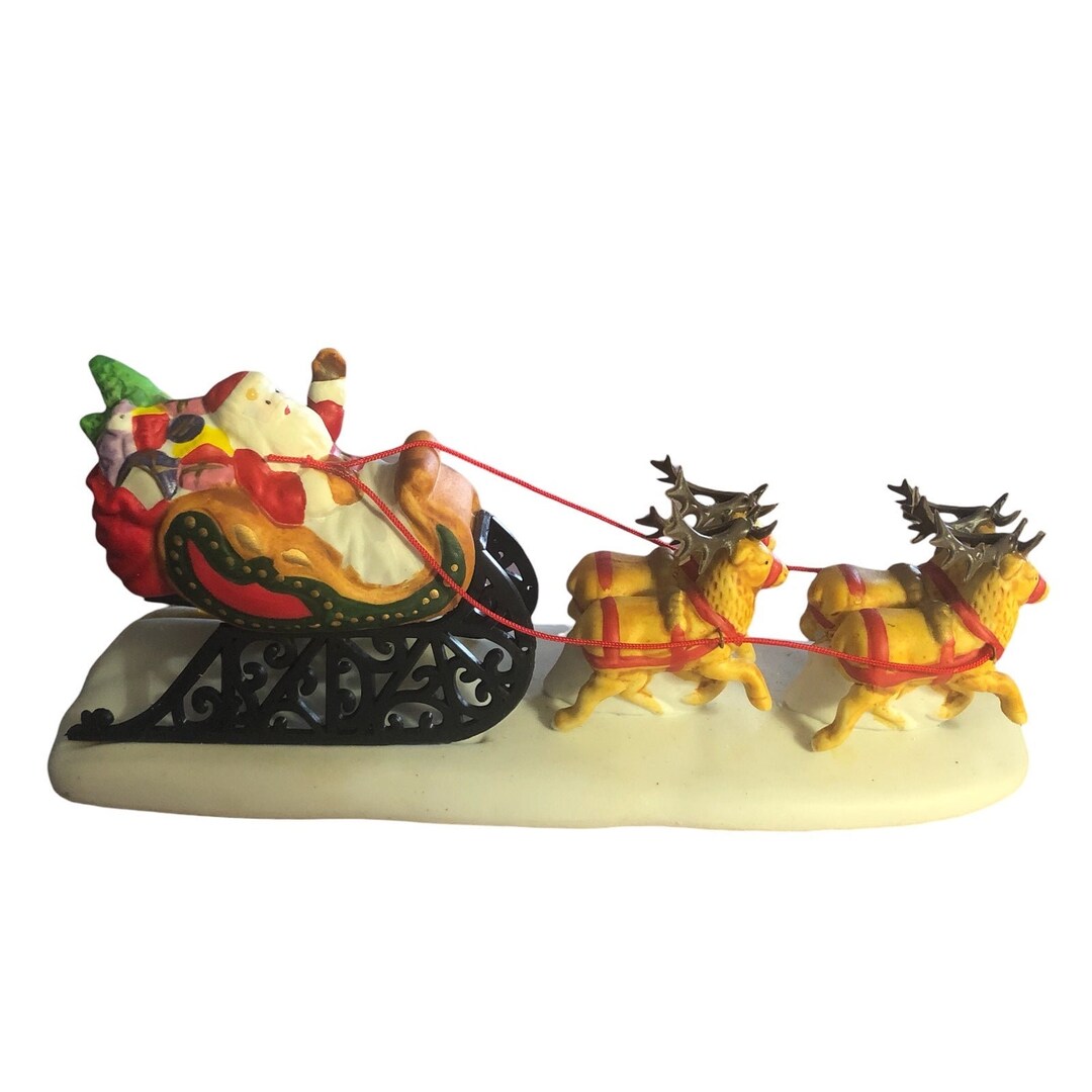 Vintage LEMAX '95 Porcelain "santa Sleigh Bound" Village Collection ...