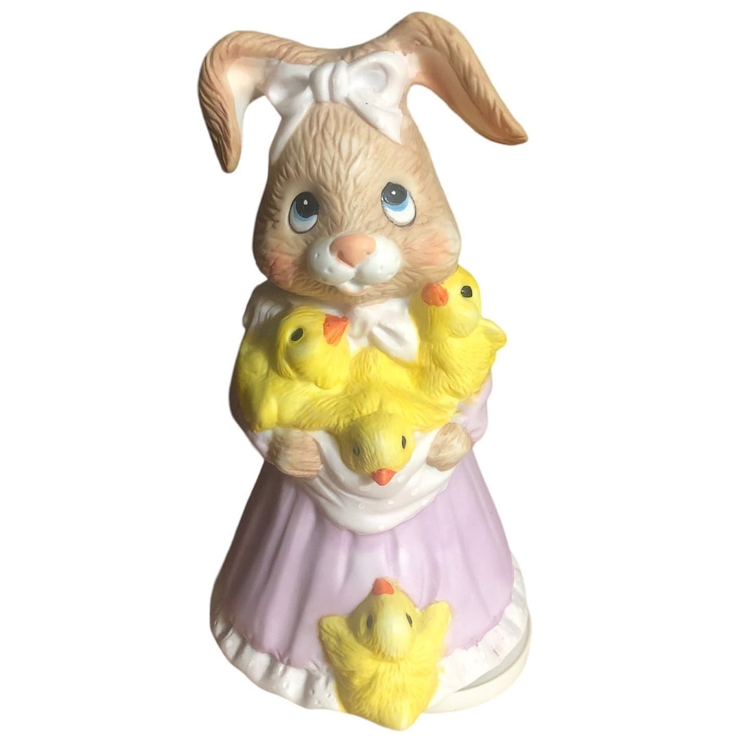 Vintage EASTER BUNNY Ceramic Mama Bunny Holding Her "chicks" Music Box ...